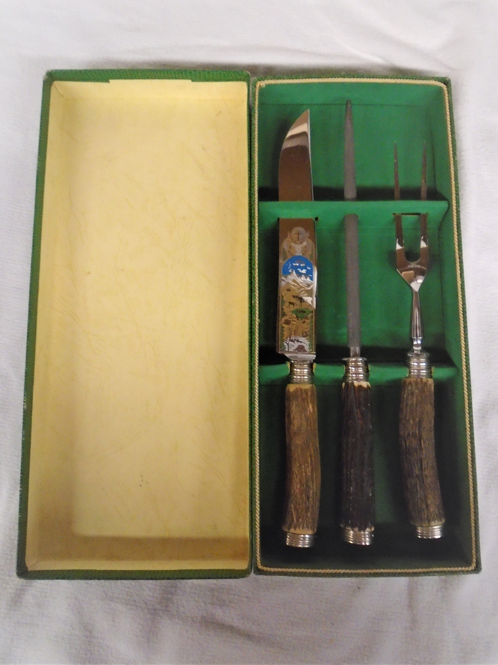 Stag Horn Carving Set Rostfrei Kuno Ritter Solingen Germany | Etsy