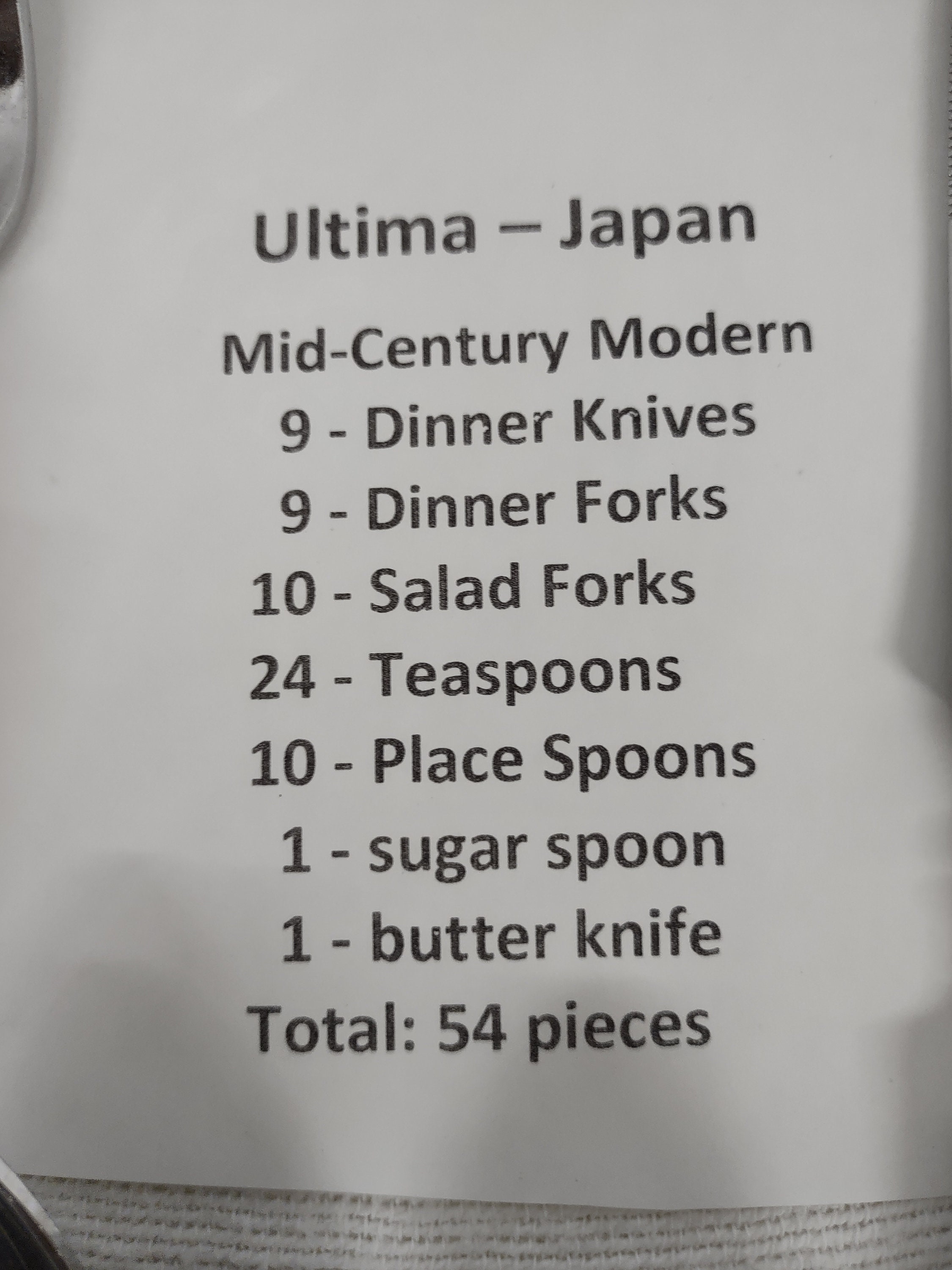 Mid-century-modern Ultima Flatware Stainless Steel Set Made in Japan ...