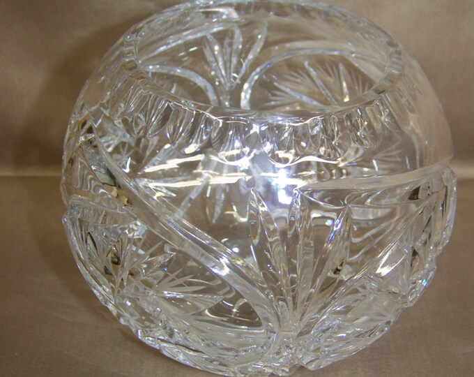 SALE: Julia Crystal, 24% Heavy Lead Crystal Glass Rose Bowl Vase Made ...