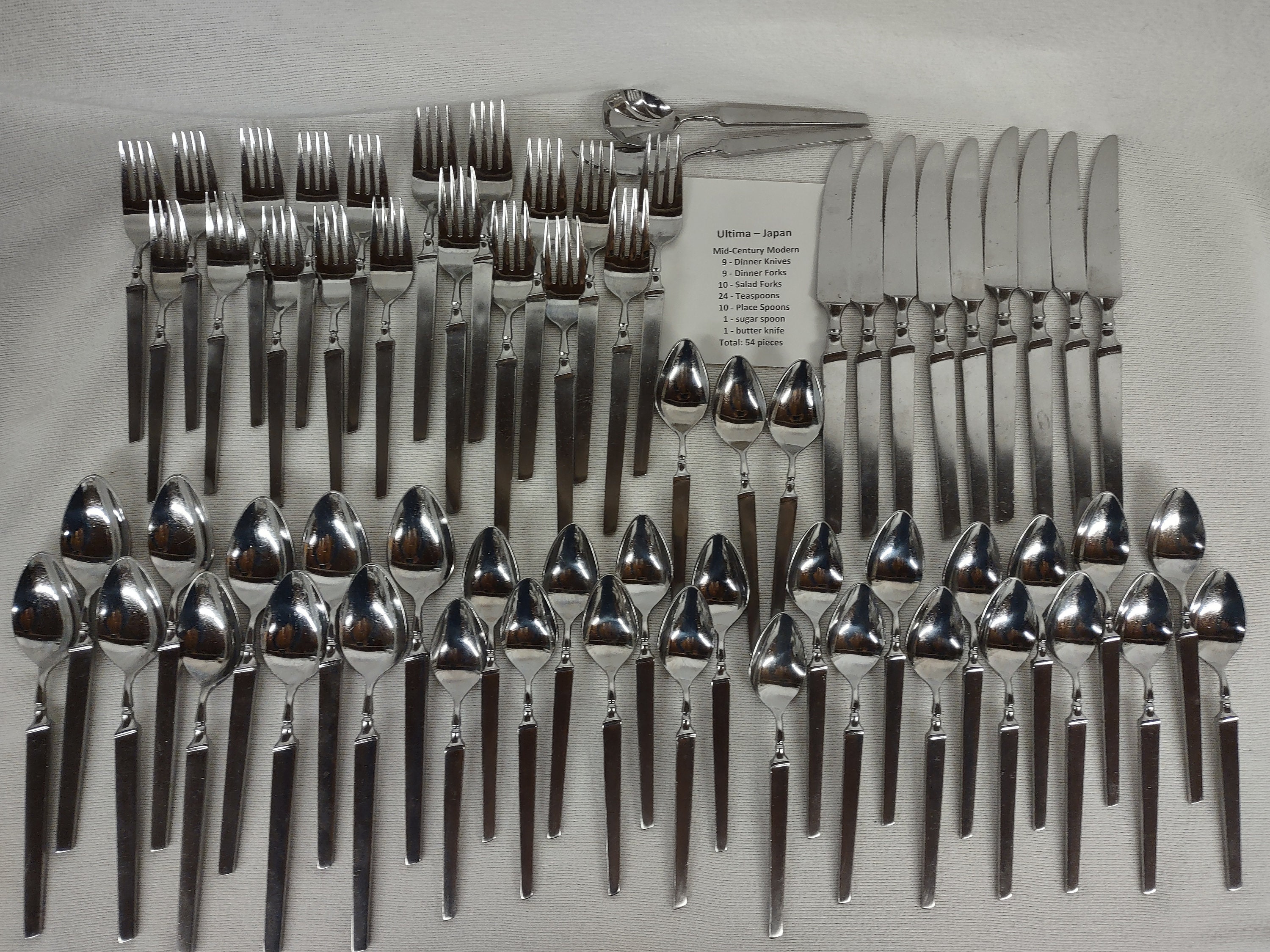 Mid-century-modern Ultima Flatware Stainless Steel Set Made in Japan ...