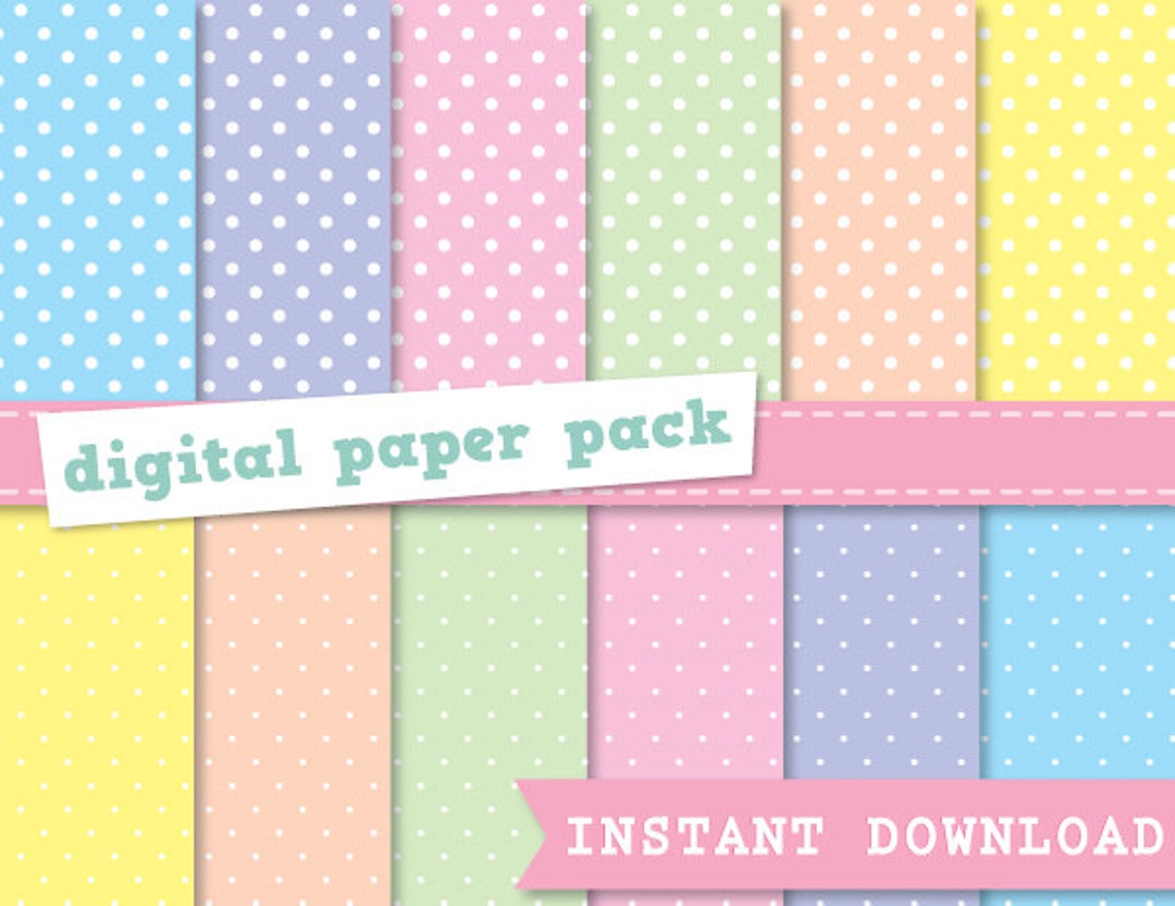 SALE Digital Scrapbooking Printable Paper Pack Crafting. Pastel Brights ...