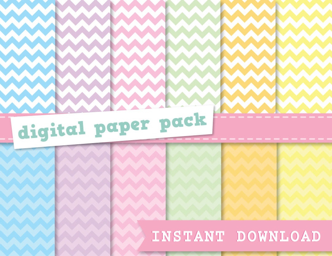 SALE Digital Scrapbooking Printable Paper Pack for Crafting. Chevron ...