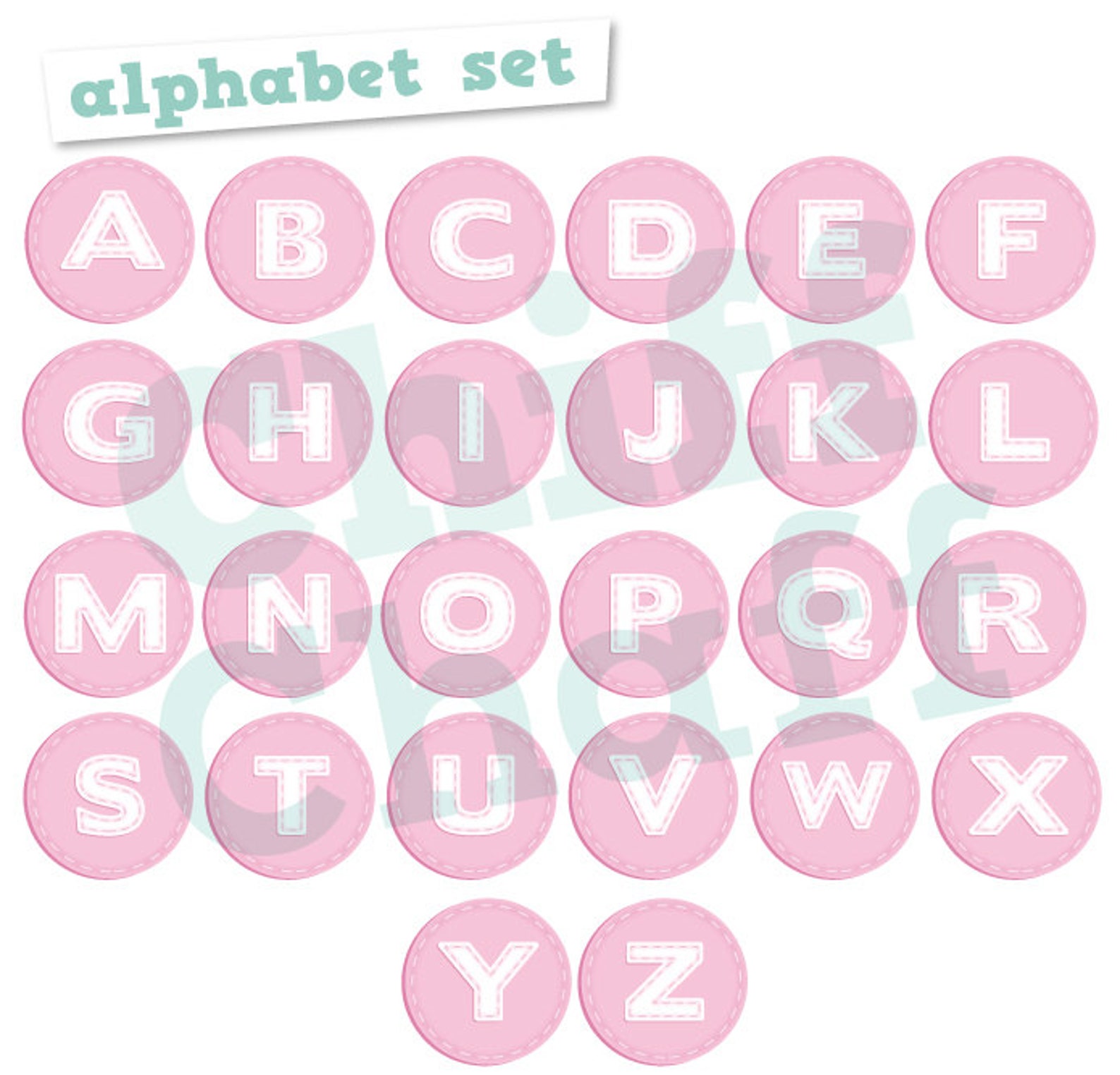 SALE LARGE Stitched BLUE Alphabet Digital Clipart Set for Scrapbooking ...