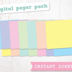 SALE Digital Scrapbooking Printable Paper Pack Crafting. Pastel Brights ...
