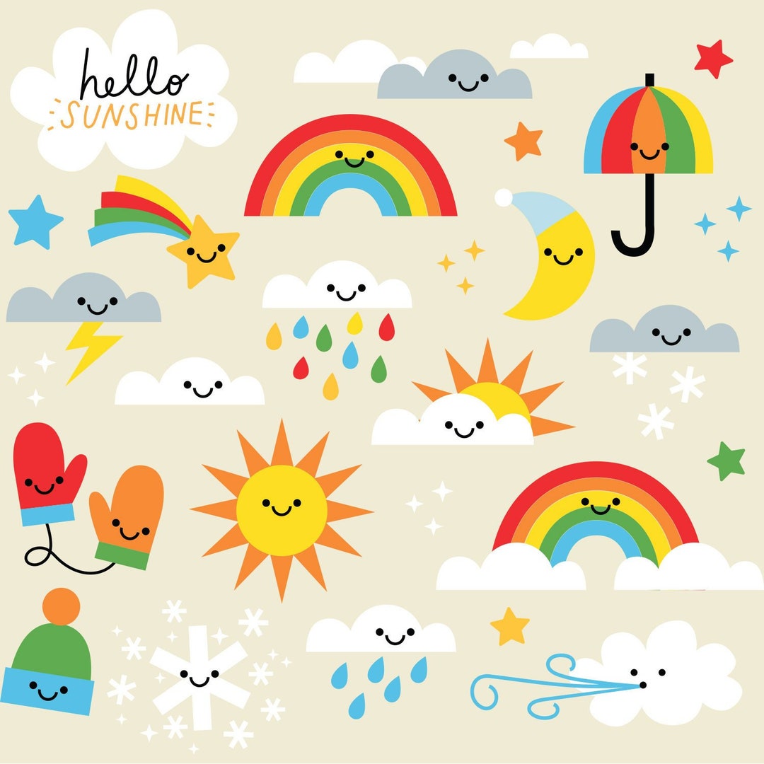 Weather Clipart Cute Clipart. Weather Graphic, Kawaii Clipart, Graphics ...