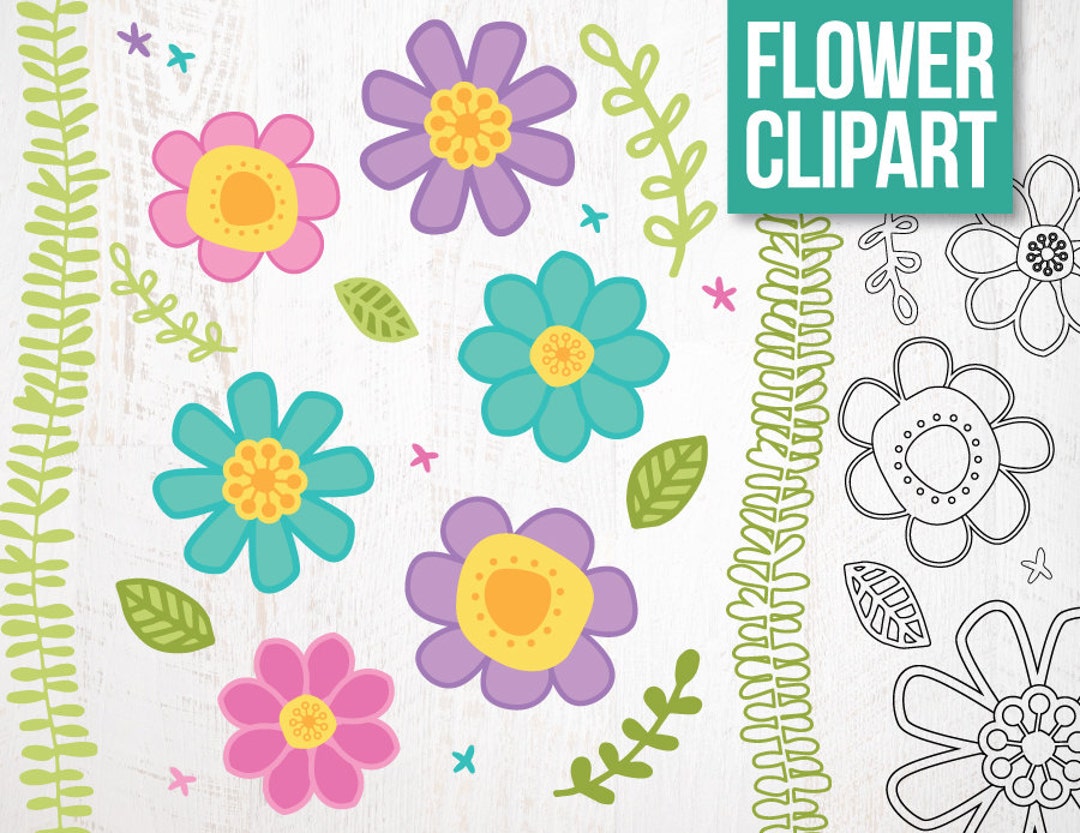 SALE Digital Clipart Doodle Flowers for Scrapbooking and Crafting ...