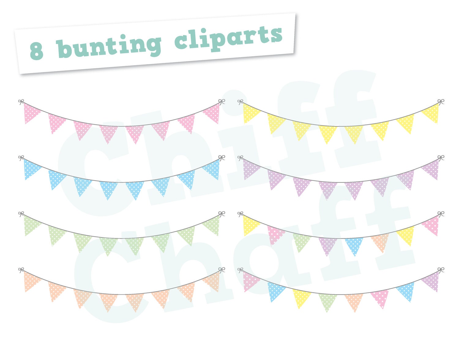SALE Digital Clipart Polka Dot Bunting for Scrapbooking and Crafting ...