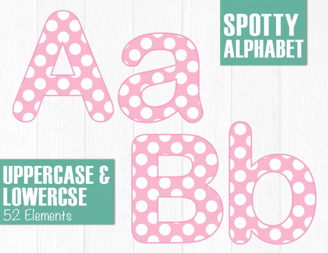 SALE Digital Clipart Large Pink Polka Spotty Alphabet Set for ...