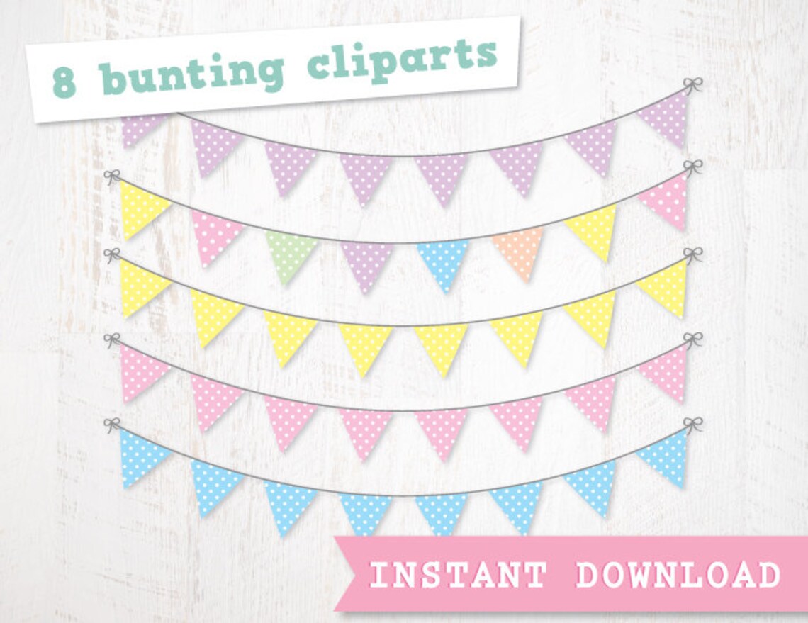 SALE Digital Clipart Polka Dot Bunting for Scrapbooking and Crafting ...