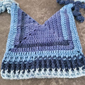 Aran Weight Crochet Hexi Jesters Hat Adult Blue With Twirls - Etsy