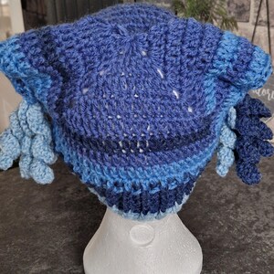 Aran Weight Crochet Hexi Jesters Hat Adult Blue With Twirls - Etsy