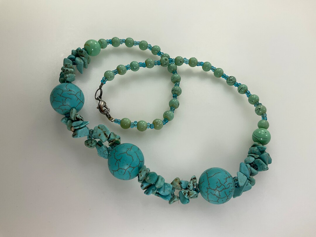 Vintage 19 Necklace With Faux Turquoise Beads Used - Etsy