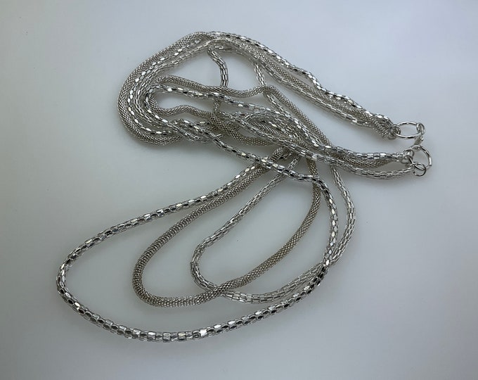 Vintage 30” Necklace 3 Strands Silver Toned Mesh Chains Used - Etsy