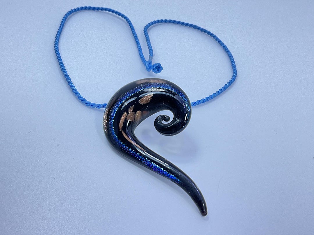 Vintage 18” Blue Cord Necklace With Glass Pendant Used - Etsy