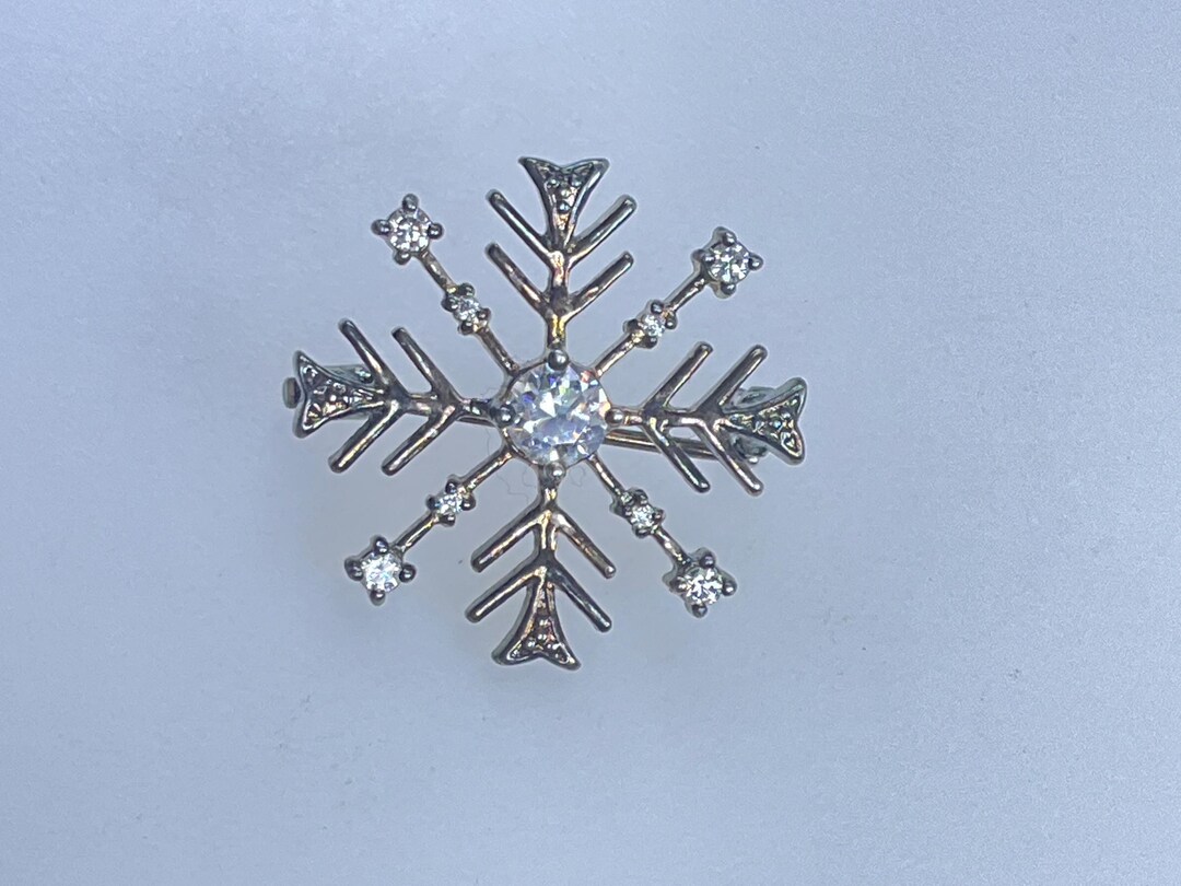 Vintage Lang Pin Brooch Sterling Silver 925 Snowflake With Clear Stones ...