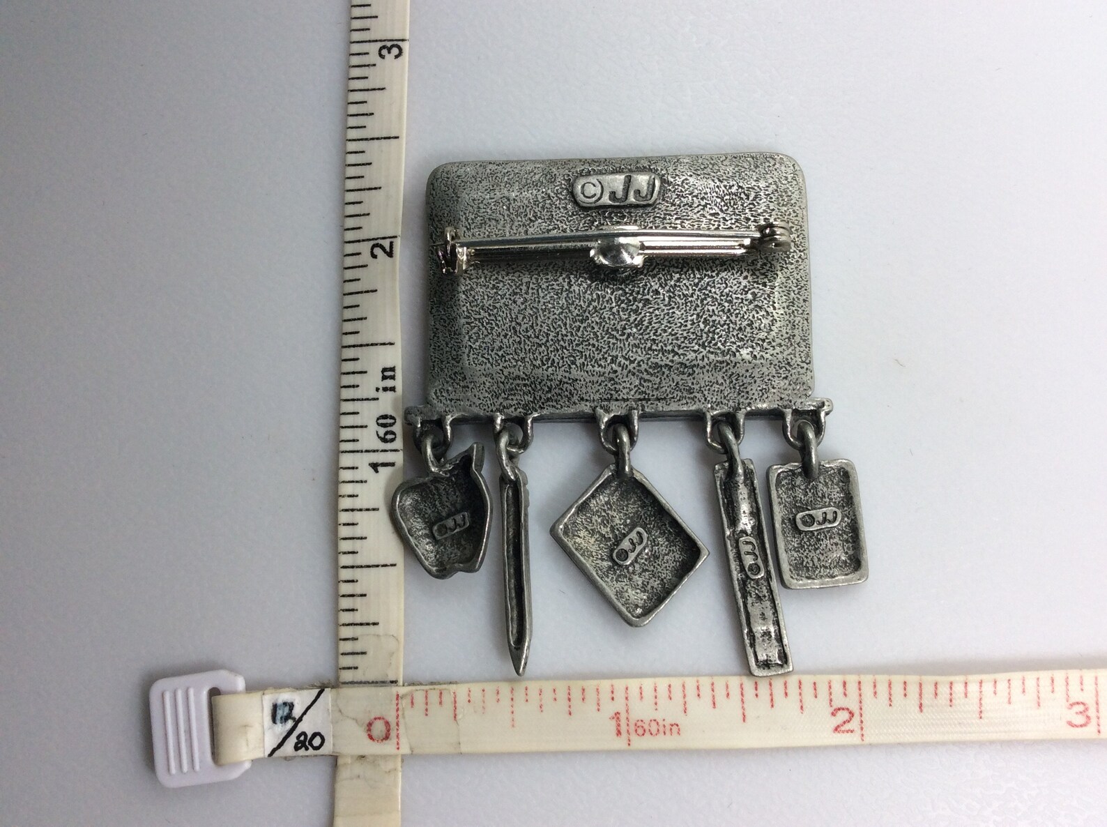 Vintage JJ Pin Brooch Pewter Toned Blackboard Design With Math | Etsy