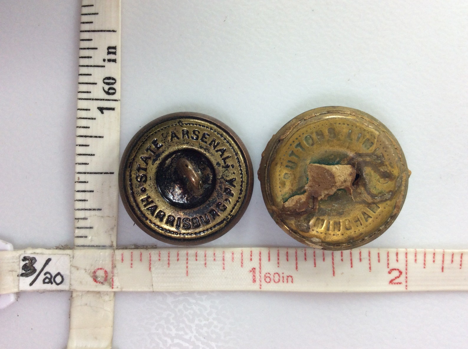 Vintage Pair Old Buttons Panstate Crest One Very Corroded Used - Etsy