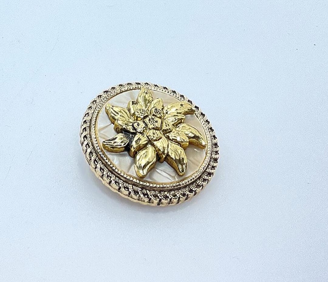 Vintage Shawl Clip Gold Toned Flower Used - Etsy
