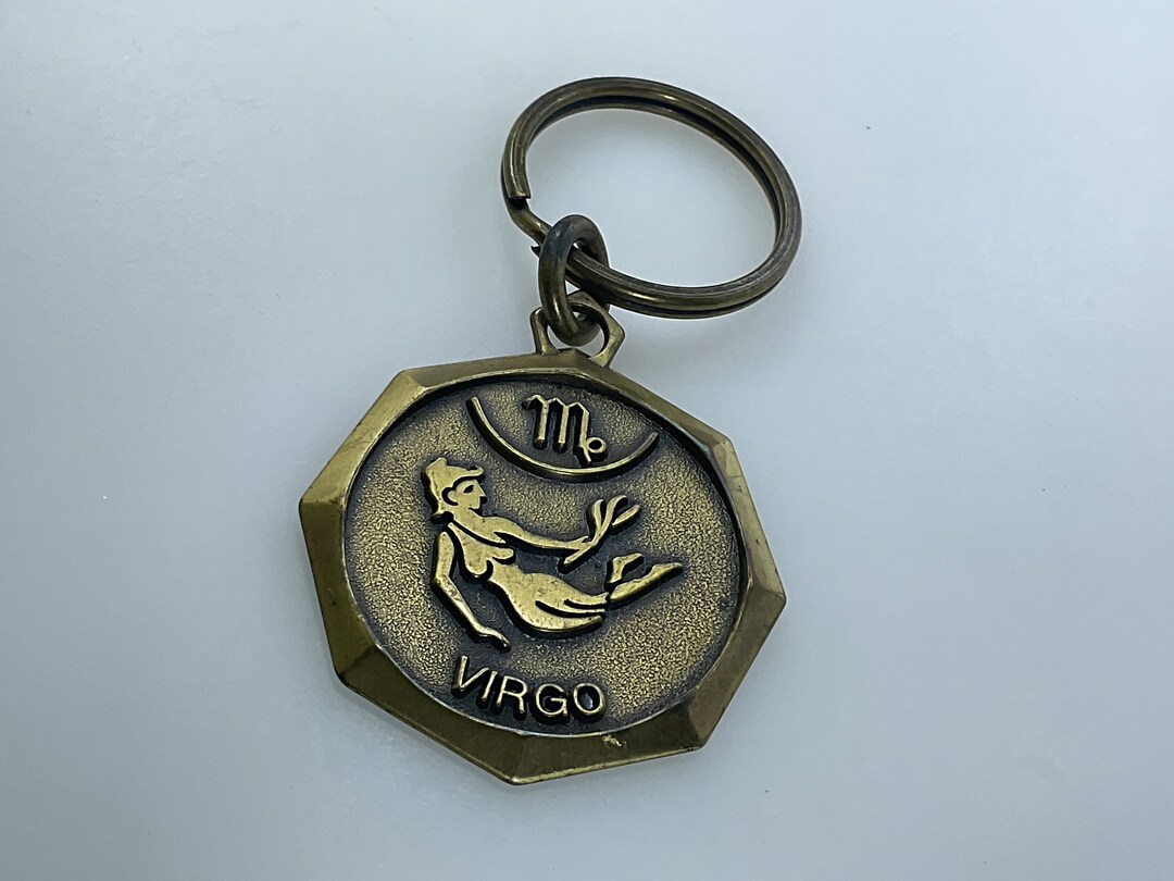 Vintage Keychain Brass Toned With Virgo and All Signs Used - Etsy