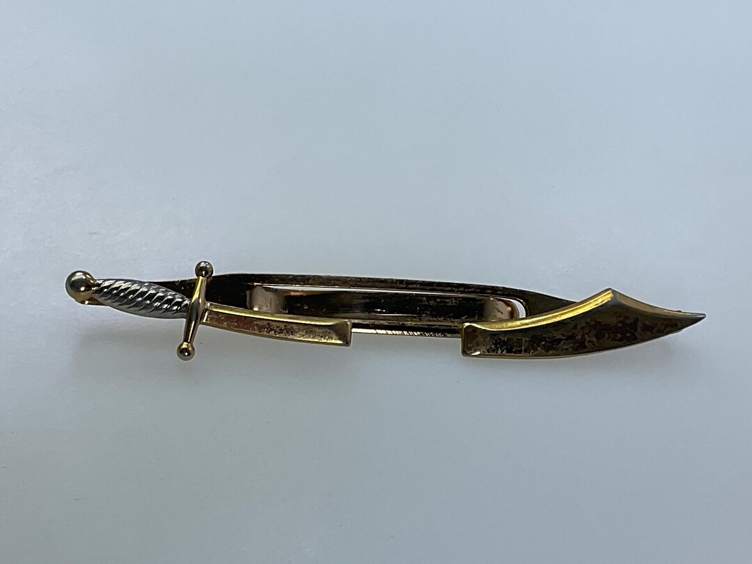 Vintage Swank Tie Clip Gold Silver Toned Sword Used - Etsy