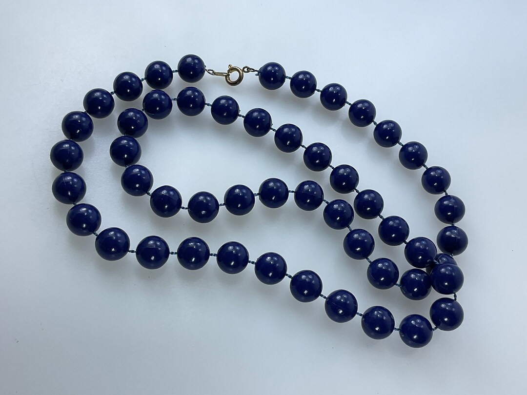 Vintage 23” Necklace With Blue Plastic Beads Used - Etsy