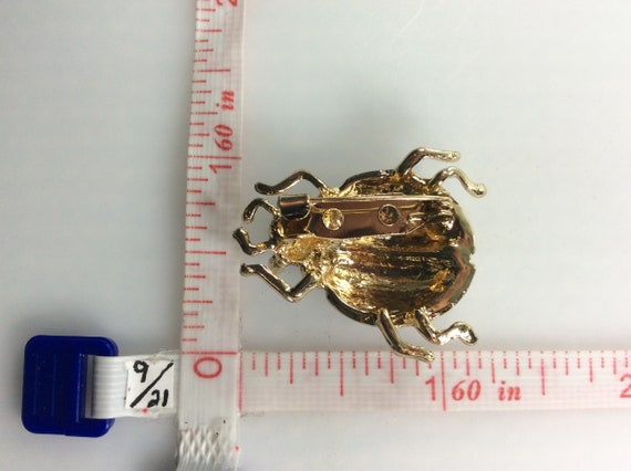 Vintage Pin Brooch Gold Toned Beetle Design With Blac… - Gem