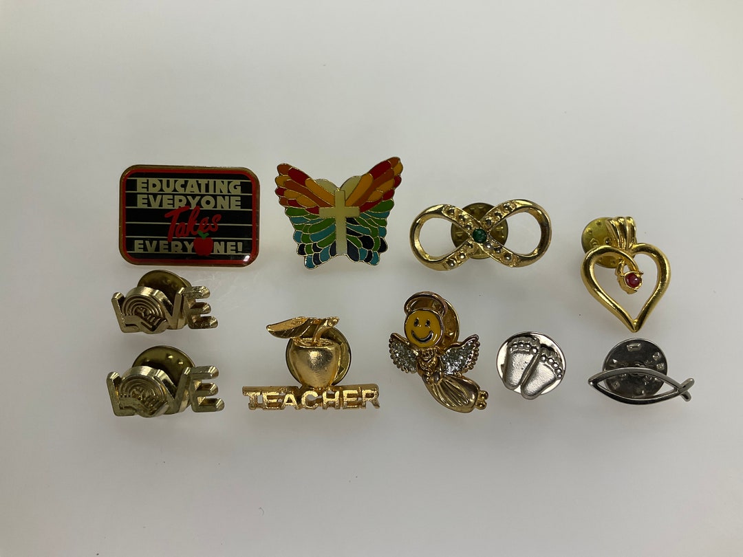 Vintage Lot of Ten Pins Assorted Designs as is Used - Etsy