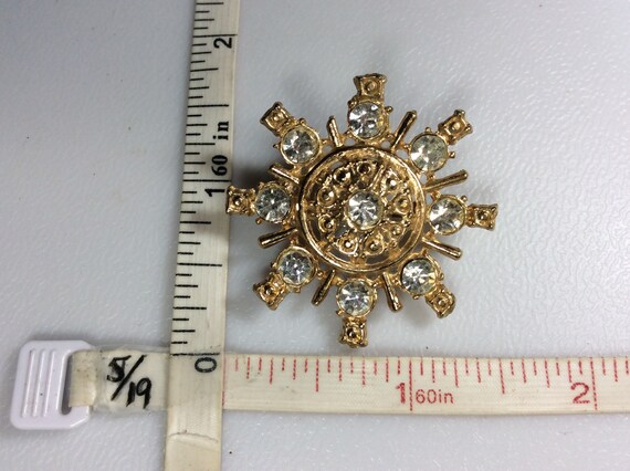 Vintage Gold Toned Pin Brooch Wheel Style Design With | Etsy