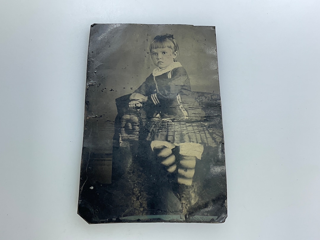 Vintage Old Tin Photo Black and White as is Used - Etsy