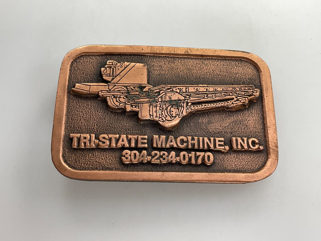 Vintage Cd-hit Belt Buckle Copper Toned Rectangle Tri-state Machine Inc ...