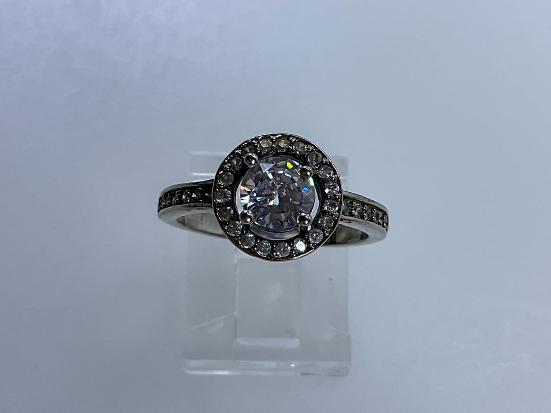 Vintage Ring Size 7 Sterling Silver 925 With Clear Rhinestones Used - Etsy
