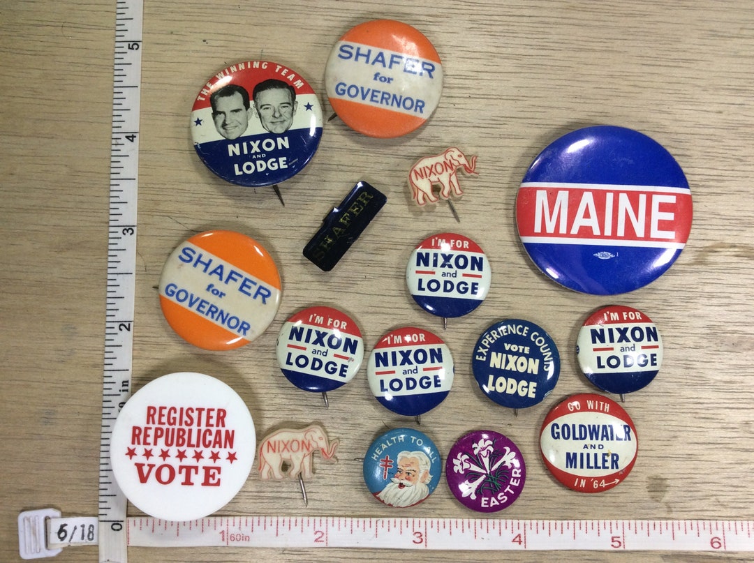 Vintage Lot of 16 Old Button Pins Political and Easter Seals Used - Etsy