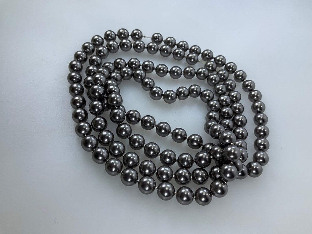 Vintage 41 Necklace With Gray Faux Pearl Beads Used - Etsy
