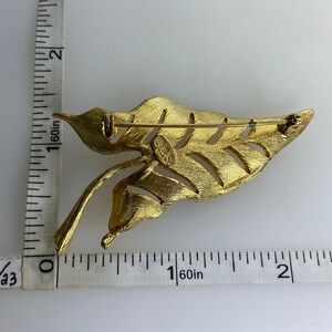 Vintage JS Pin Brooch Gold Toned Textured Leaf Used - Etsy