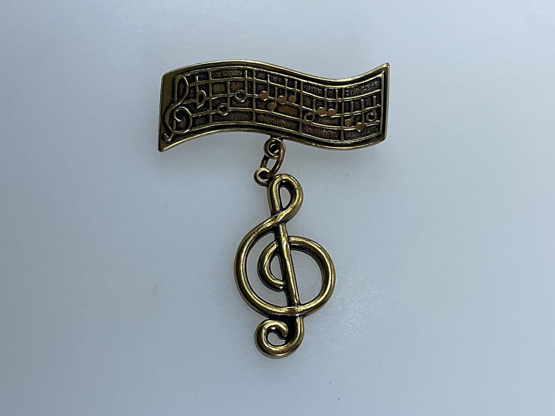 Vintage Pin Brooch Gold Toned Music Note Bar With Treble Cleft Used - Etsy