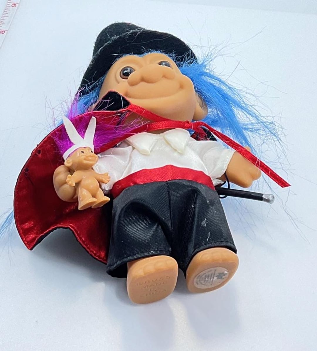 Vintage Russ Magician Troll With Blue Hair, Troll Bunny, and Wand Used ...