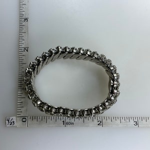 Vintage 7 Bracelet Silver Toned Stretch Design With Clear Rhinestones ...