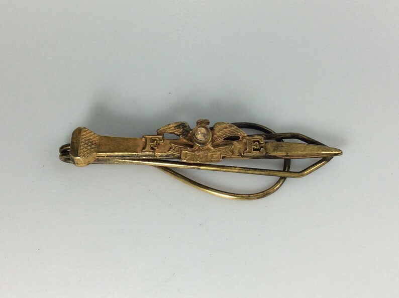 Vintage Tie Bar Gold Toned Spike FOE Fraternal Order With Eagle and ...