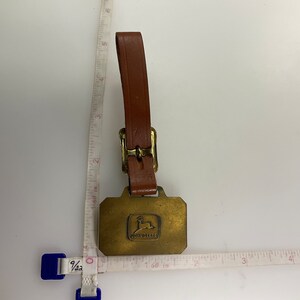 Vintage Keychain Fob Brass Toned Rectangle John Deere Front End Loader ...