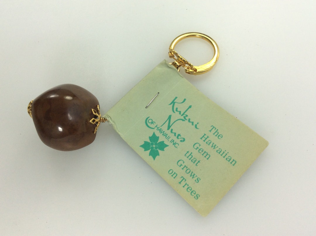 Vintage Keychain Gold Toned With Brown Kukui Nut Hawaii Gently Used - Etsy