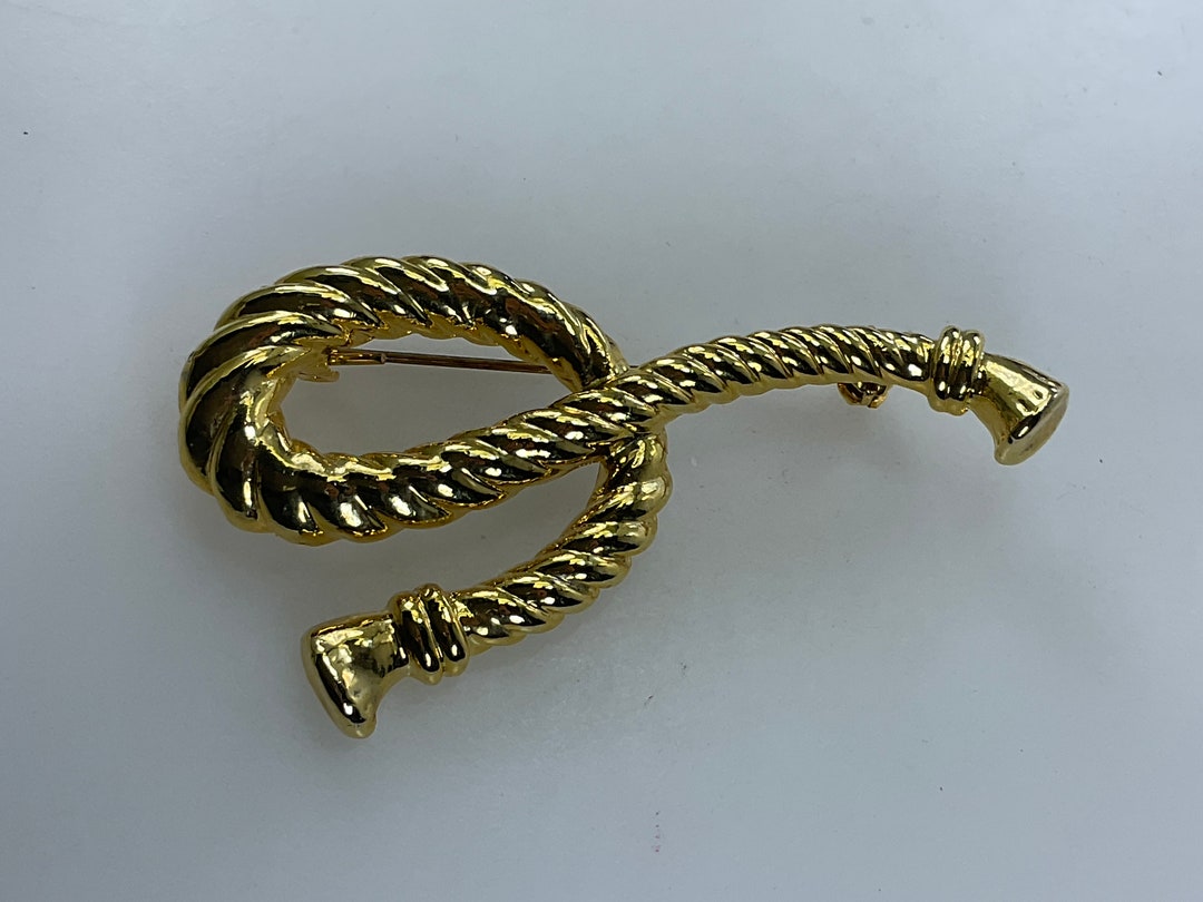 Vintage Pin Brooch Gold Toned Rope Used - Etsy