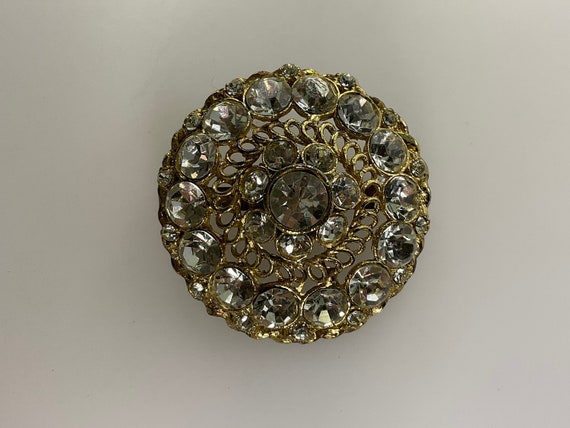 Vintage Belt Buckle Gold Toned Round Design With Clear - Etsy