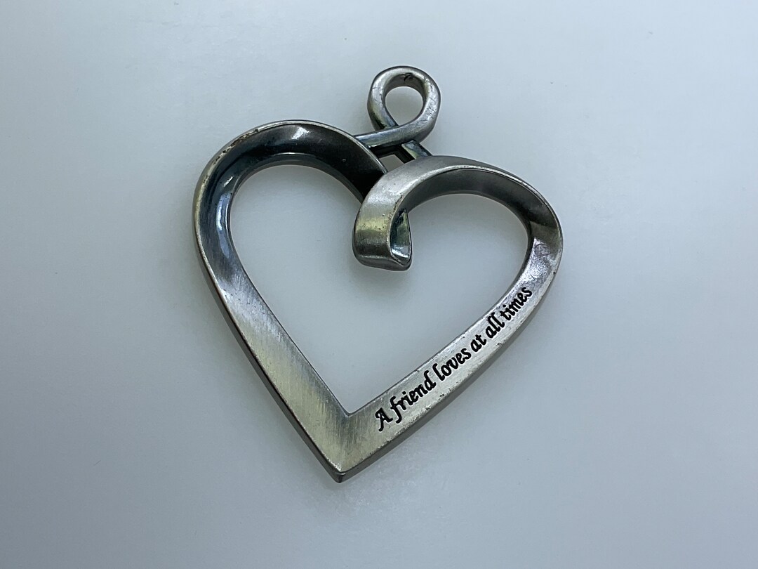Vintage Pendant Pewter Toned Heart With A Friend Loves at All Times ...