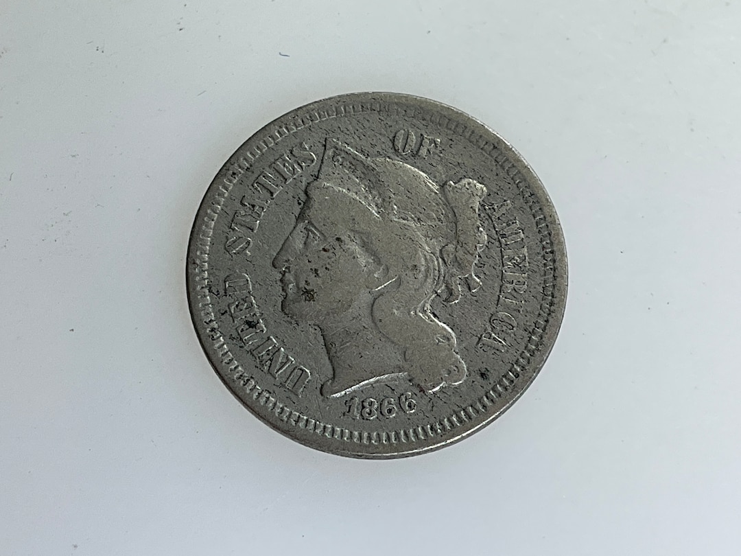 1866 3 Cent Coin Money Used - Etsy