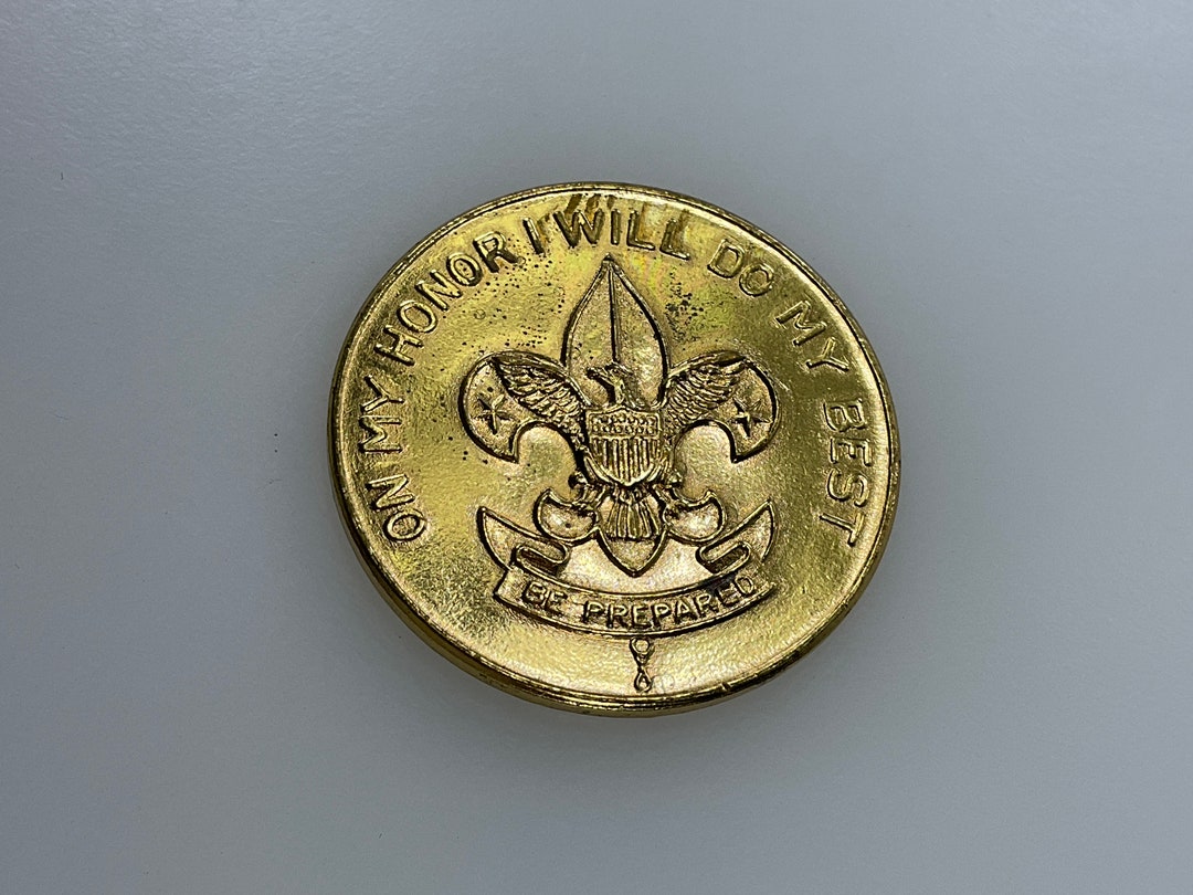 Vintage Token Gold Toned Boy Scouts on My Honor I Will Do My Best Used ...