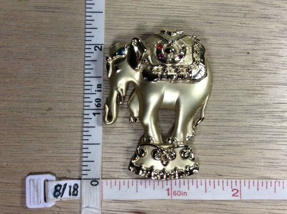 Vintage AJC Gold Toned Pin Brooch Circus Elephant Rhinestones | Etsy