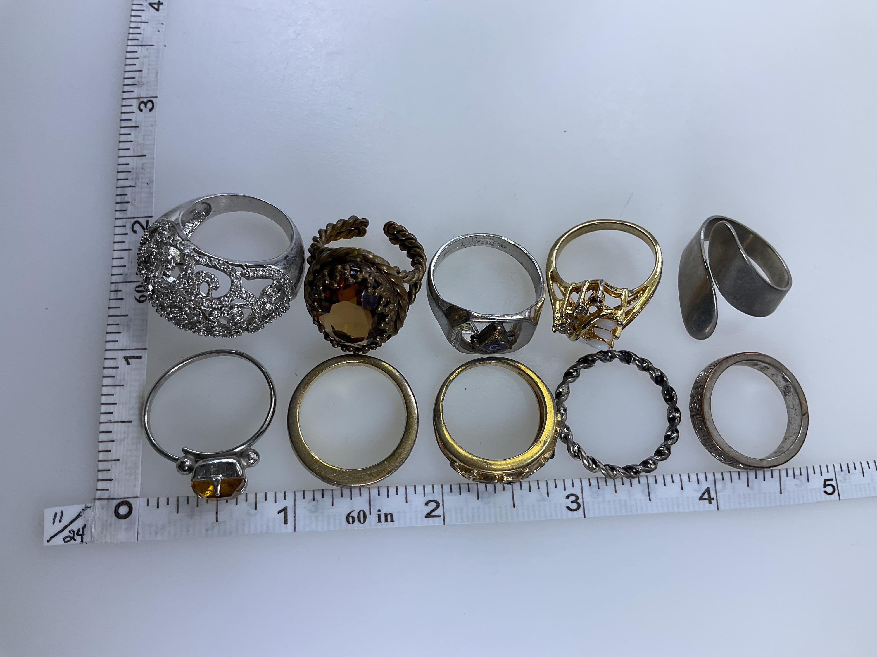 Vintage Lot of 10 Rings Assorted Silver Gold Toned Minor Issues as is ...