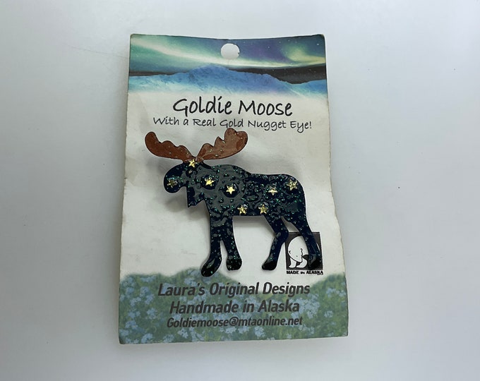 Vintage Laura’s Original Designs Pin Goldie Moose With Stars Blue ...