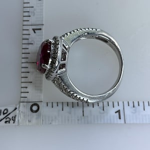Vintage Ring Size 8.25 Sterling Silver 925 Oval With Pinkish Red and ...