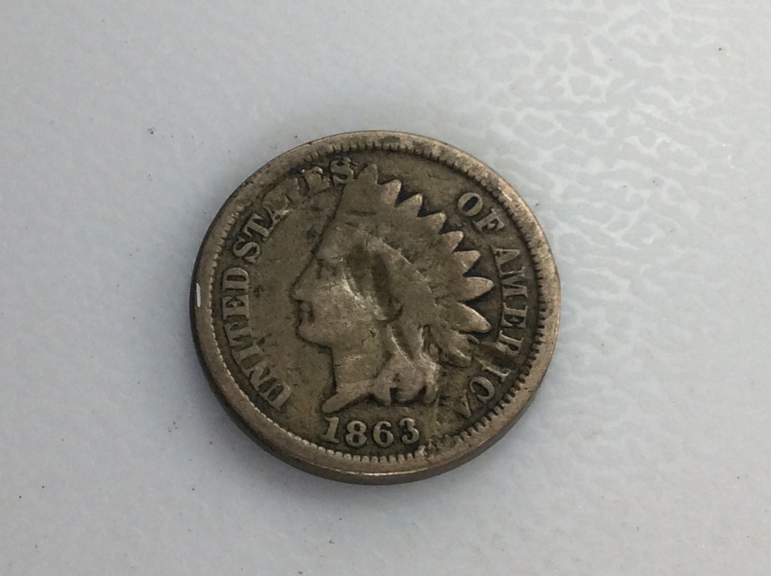1863 Indian Head One Cent Coin Money Used Lot AYL - Etsy